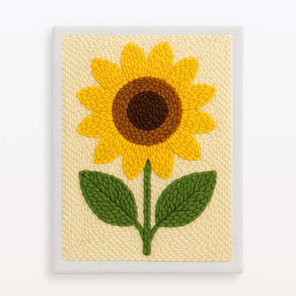 Single Sunflower Punch Needle Kit I DIY Craft Set by Punchora
